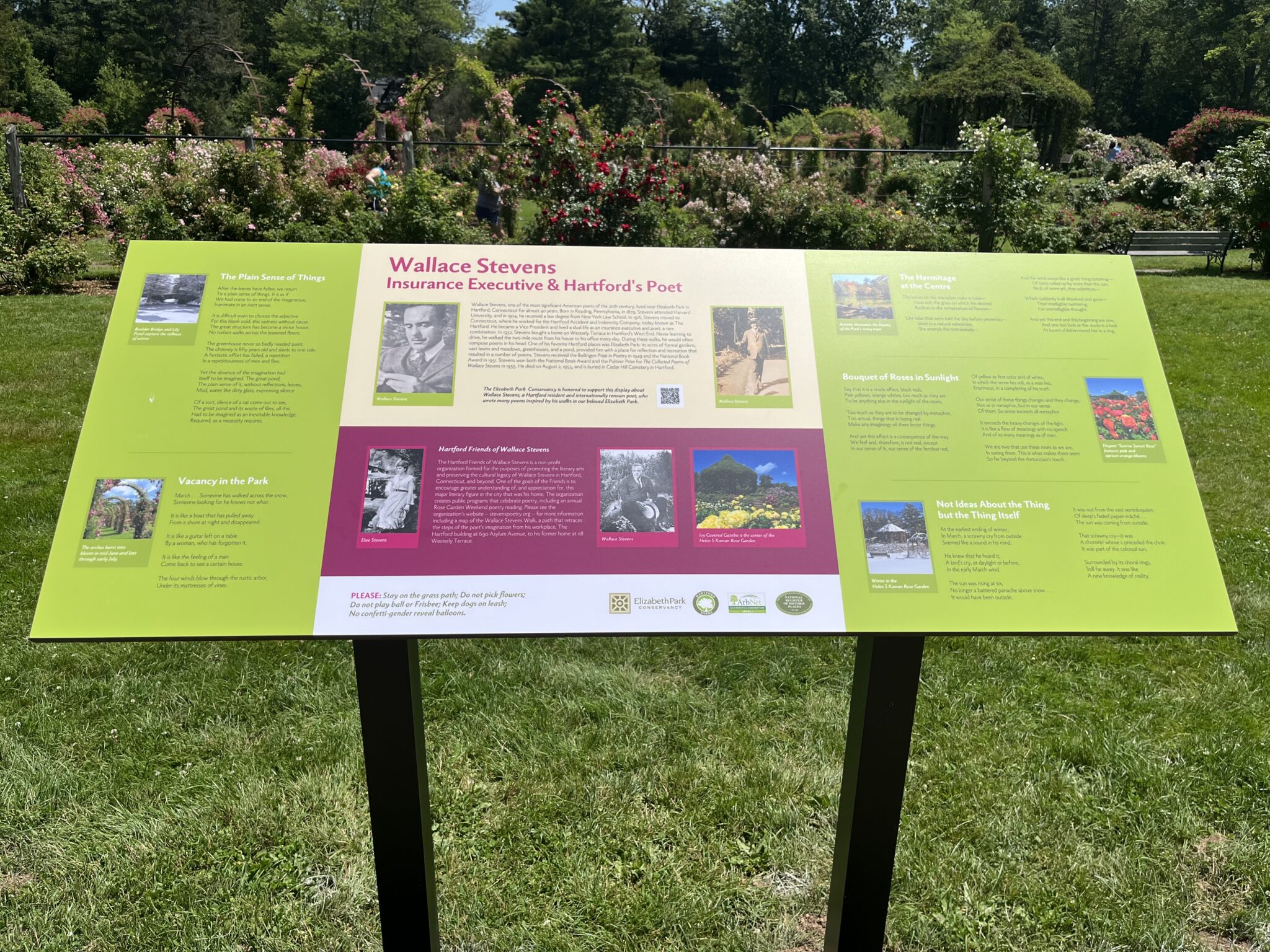 Wallace Stevens sign in Elizabeth Park – Friends & Enemies of Wallace ...